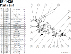 Encore EP-1425 Parts List – Grant Packaging, LLC.